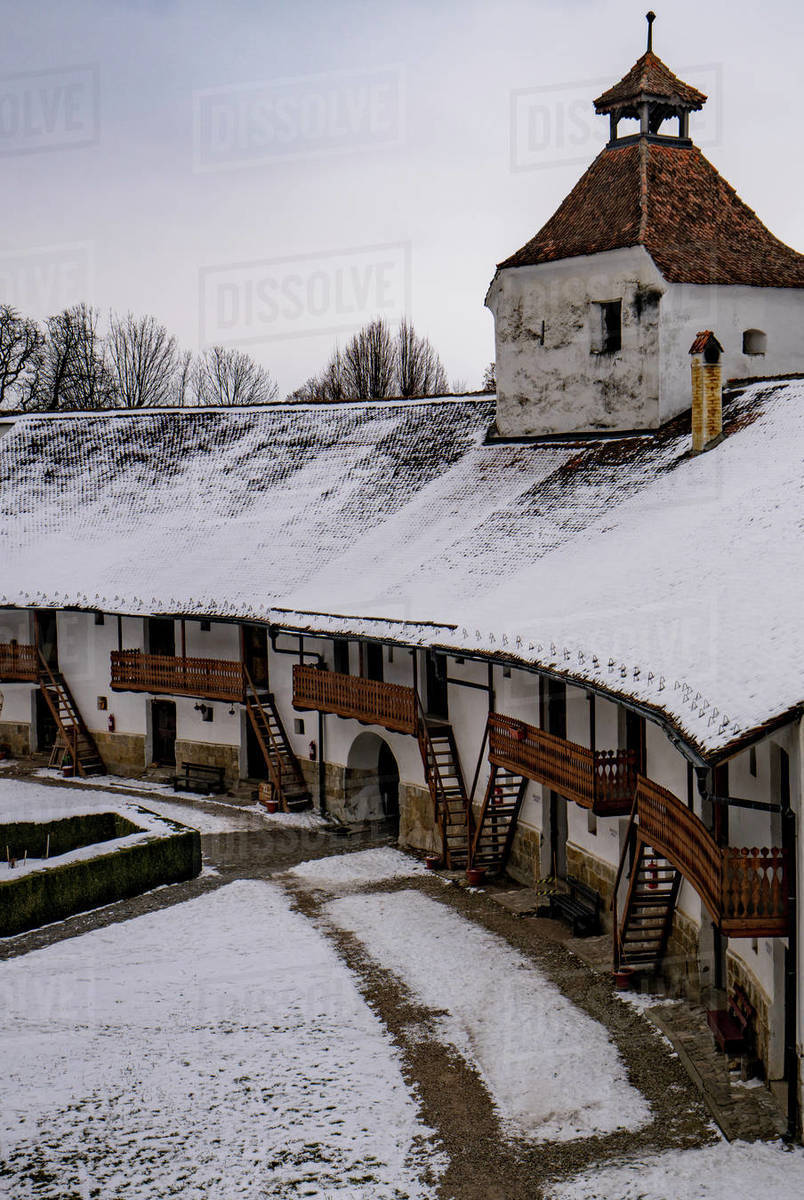 Defensive walls and living accommodations of the fortified Gothic Saxon ...