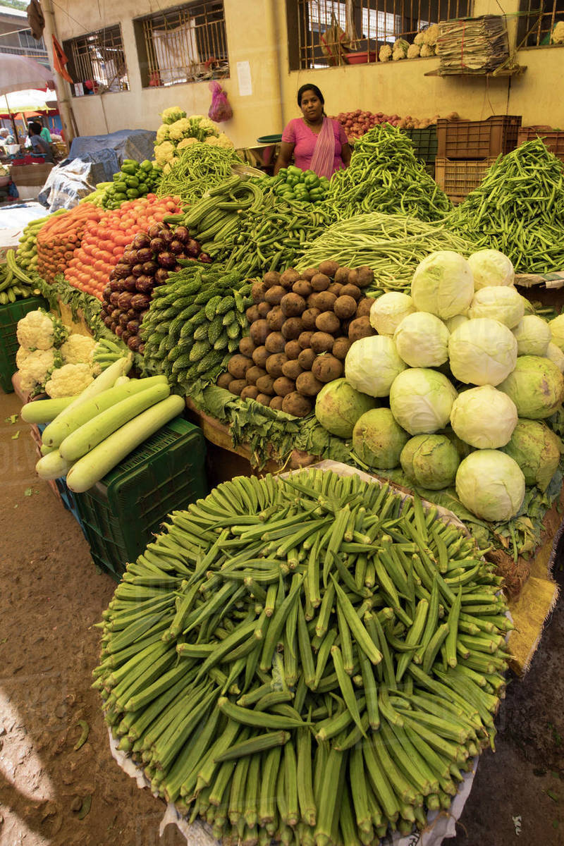 Vegetable stall at the Mapusa Friday Market; Mapusa, Goa, India ...