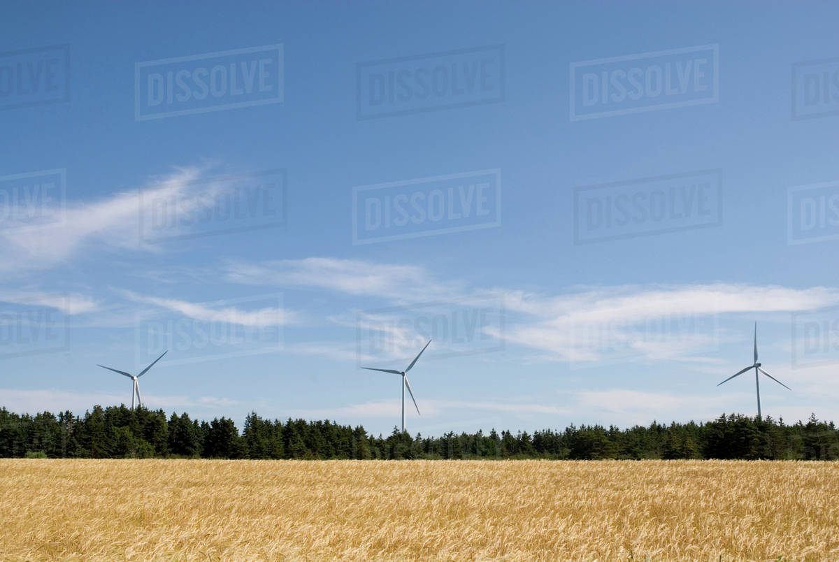 Wind Turbines, Near East Point, Prince Edward Island - Stock Photo ...