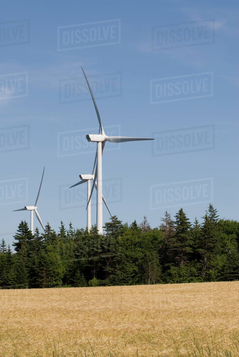 Wind Turbines, Near East Point, Prince Edward Island - Stock Photo ...