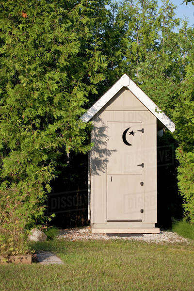 Wooden Outhouse With Crescent Moon And Star Cut Out On Door; Flesherton ...
