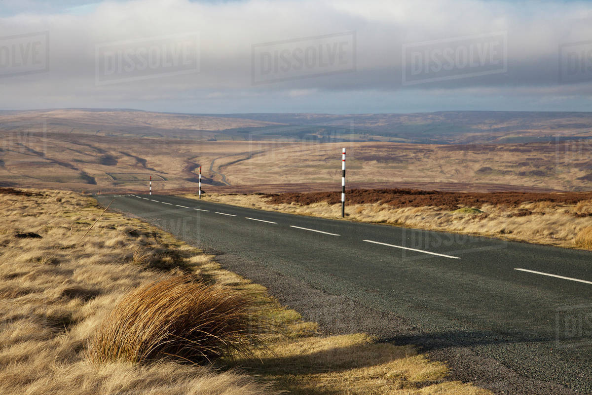 A Two Land Paved Road And Cloud Over The Landscape; Durham, England ...