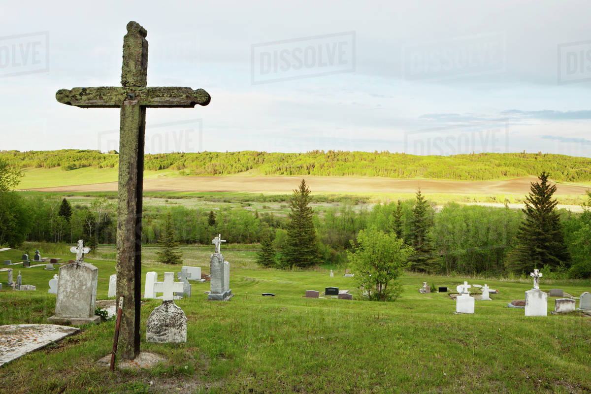 Old graveyard with large cross;Manitoba canada - Royalty-free Stock ...