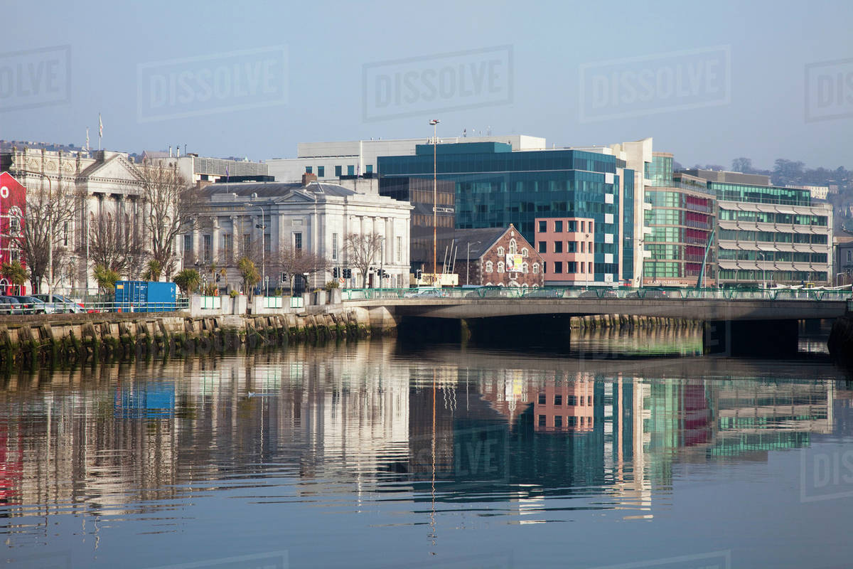 Buildings Along The River Lee; Cork City County, Cork, Ireland - Stock ...