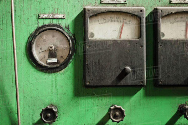 Control Dials And Guages At An Old Power Plant; Wabamun, Alberta ...