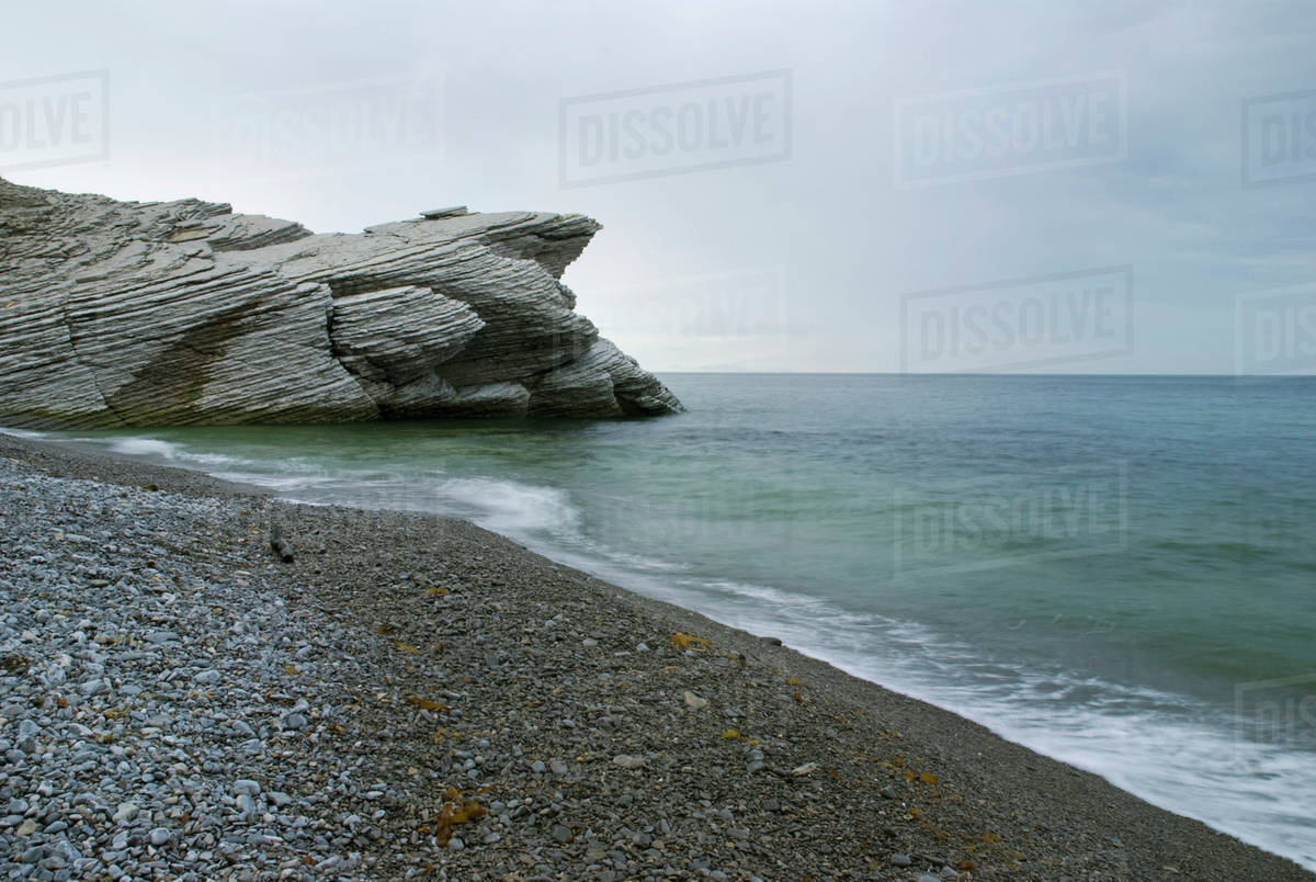 Beach With Unique Rock Formation In Forillon National Park; Quebec ...
