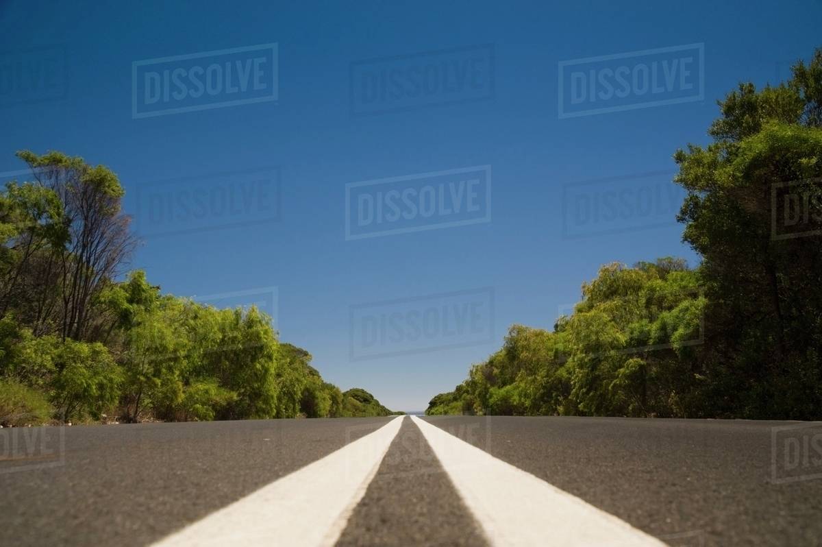 Australia; A Double White Line In The Middle Of The Road - Royalty-free ...