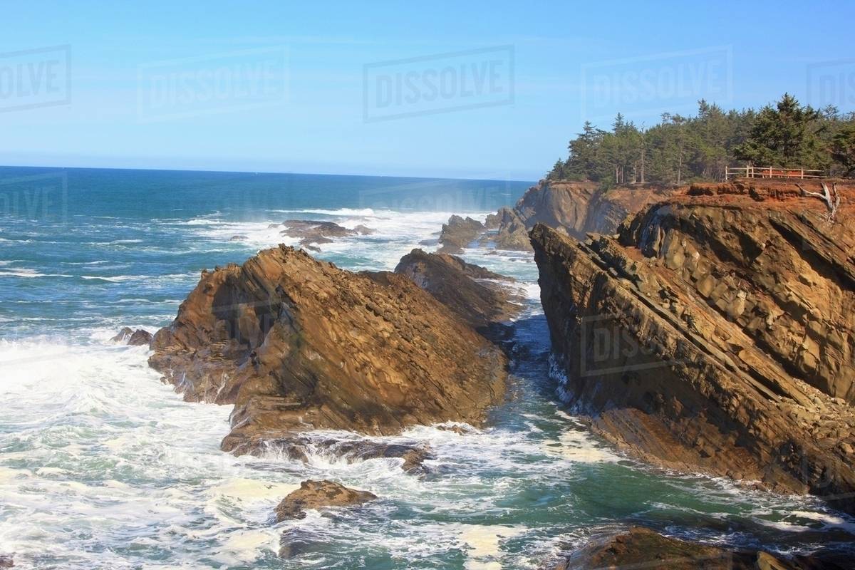 Oregon, United States Of America; Rock Formations At Shore Acres State ...