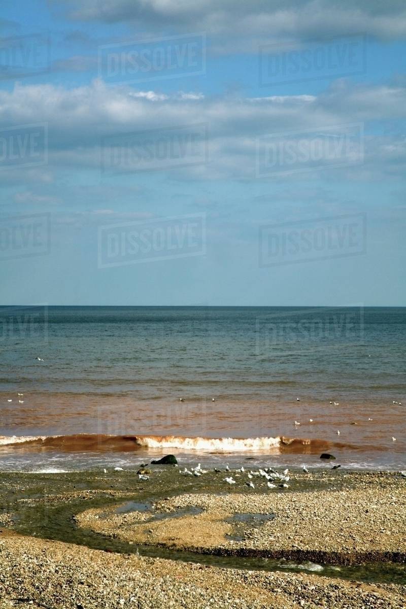 Where The River Meets The Sea; Sidmouth, Devon, England - Stock Photo ...