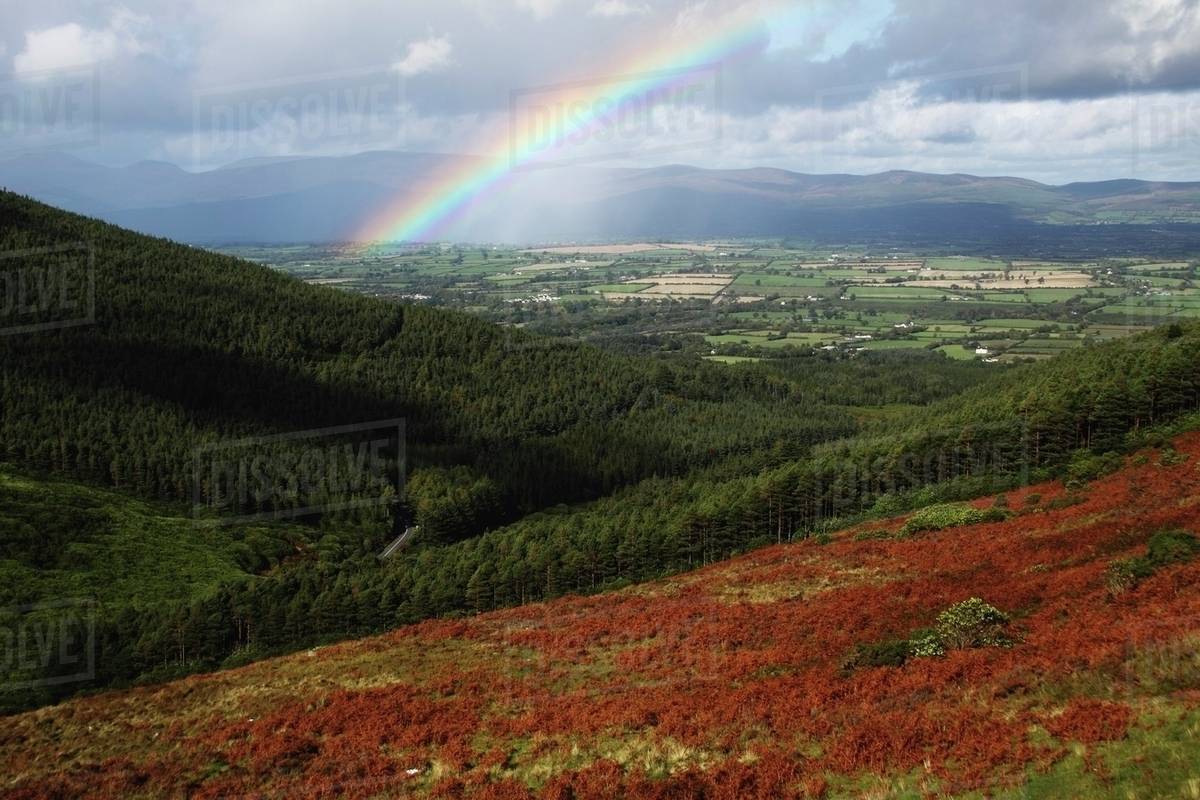 Rainbow Over The Vee In Munster Province; County Tipperary, Ireland ...