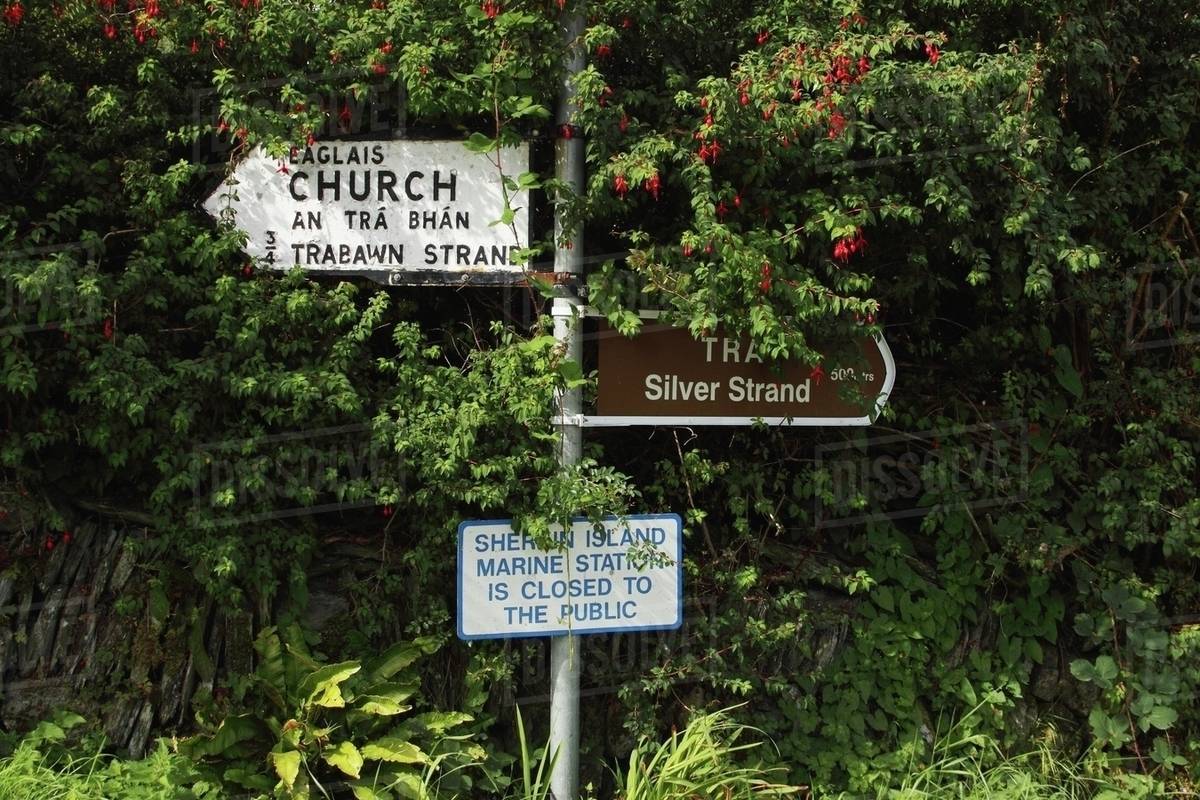 Signpost On Sherkin Island Off The Coast Of County Cork In Munster ...
