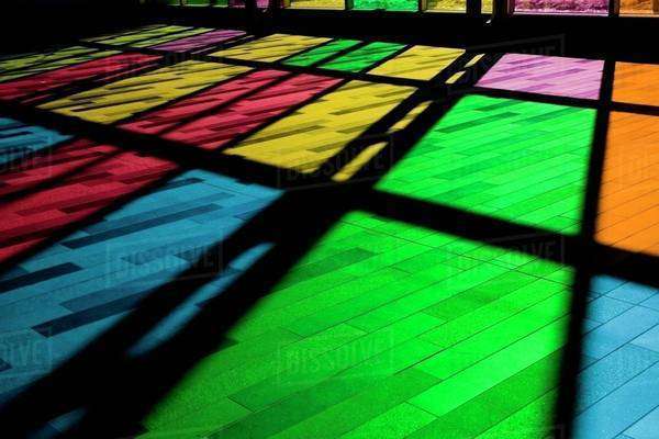 Colorful Windows; Reflection Of Stained Glass Window On The Floor ...
