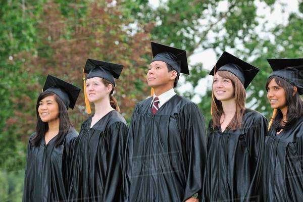 Diverse University Graduates Outside Together - Royalty-free Stock ...