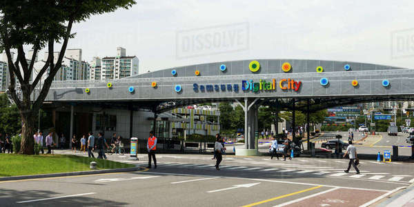 Entrance and sign to Samsung Digital City, Suwon; Seoul, Korea - Stock ...