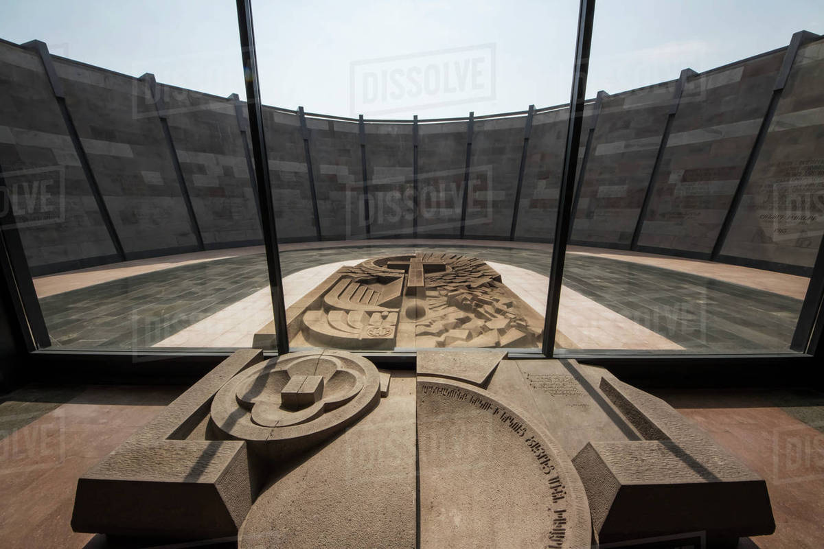 Memorial stone sculpture in the Armenian Genocide Museum-Institute at ...