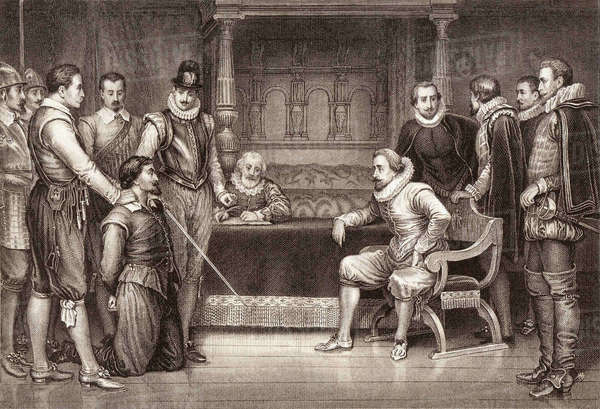 The Gunpowder Plot. Guy Fawkes interrogated by James I and his council ...