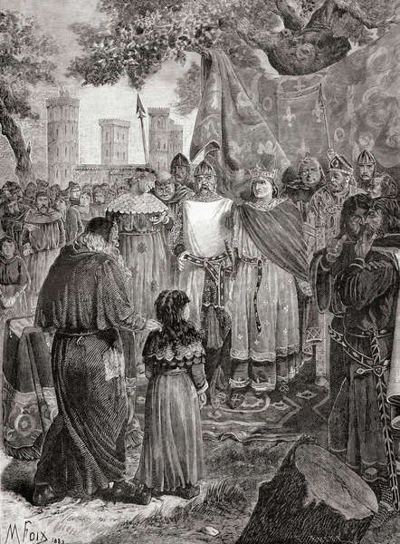 Louis IX of France holding a royal court of justice under an oak tree ...