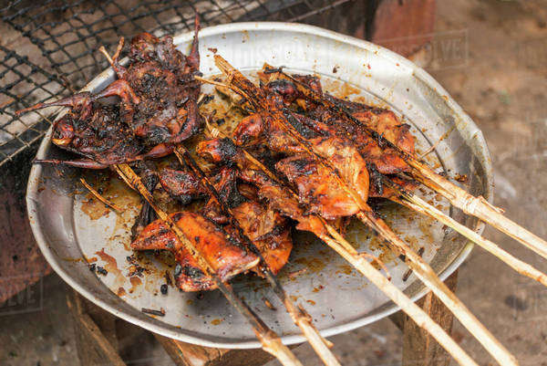 Meat on skewers, Luh Market; Siem Reap, Cambodia - Royalty-free Stock ...
