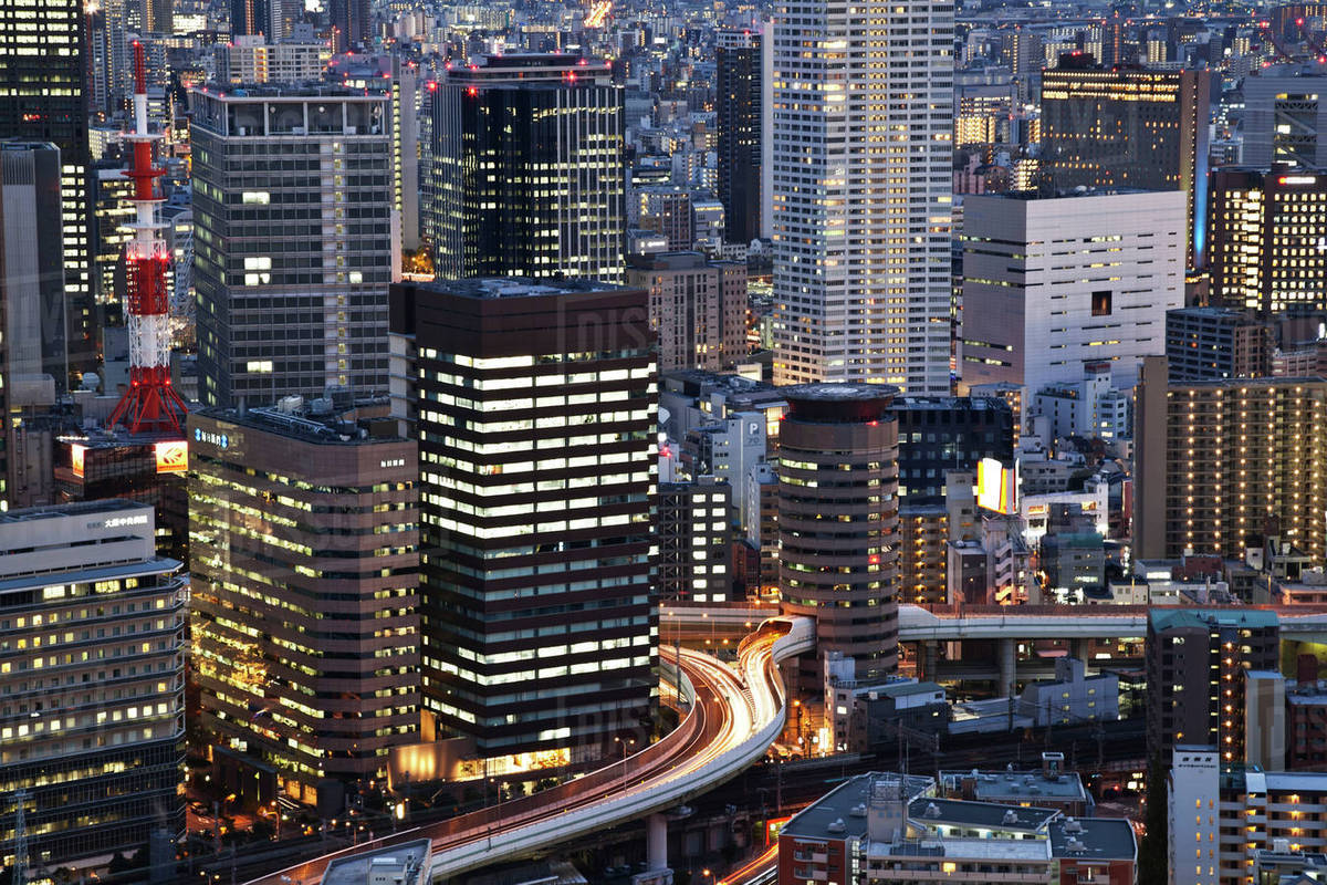 Buildings illuminated at dusk; Kyoto, Japan - Royalty-free Stock Photo ...