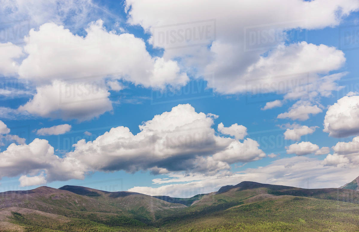 A view of the Baird Mountains and tundra covered hills, Shungnak ...