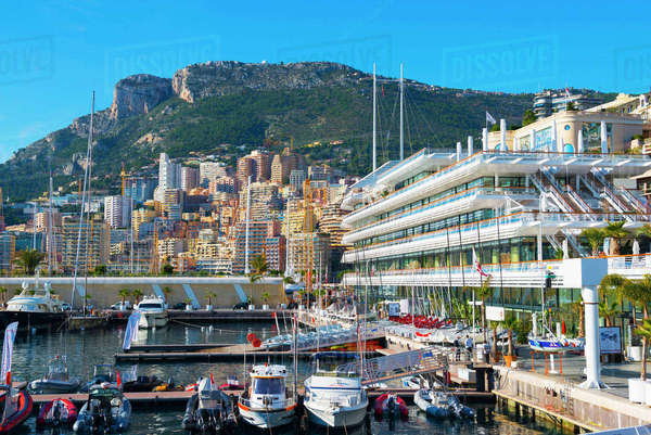 Waterfront With Buildings And Boats In The Harbour; Monte Carlo, Monaco ...