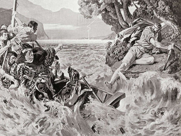 William Tell is carried across the lake to Kussnacht but leaps away ...