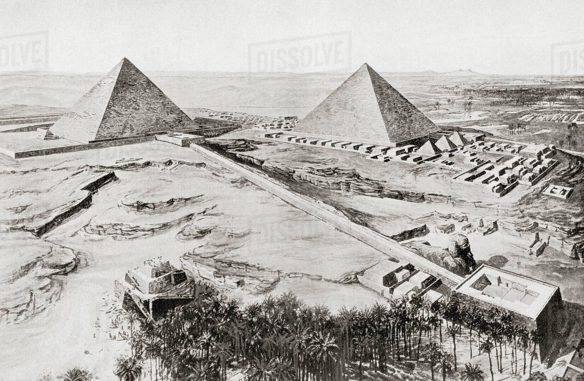 The pyramids at Giza, Egypt. From Hutchinson's History of the Nations ...