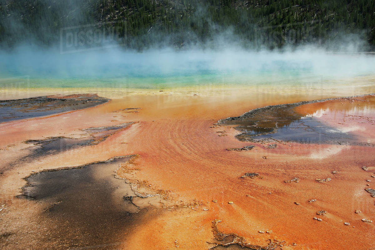 Prismatic Pools 3, Yellowstone National Park; Wyoming, United States Of ...
