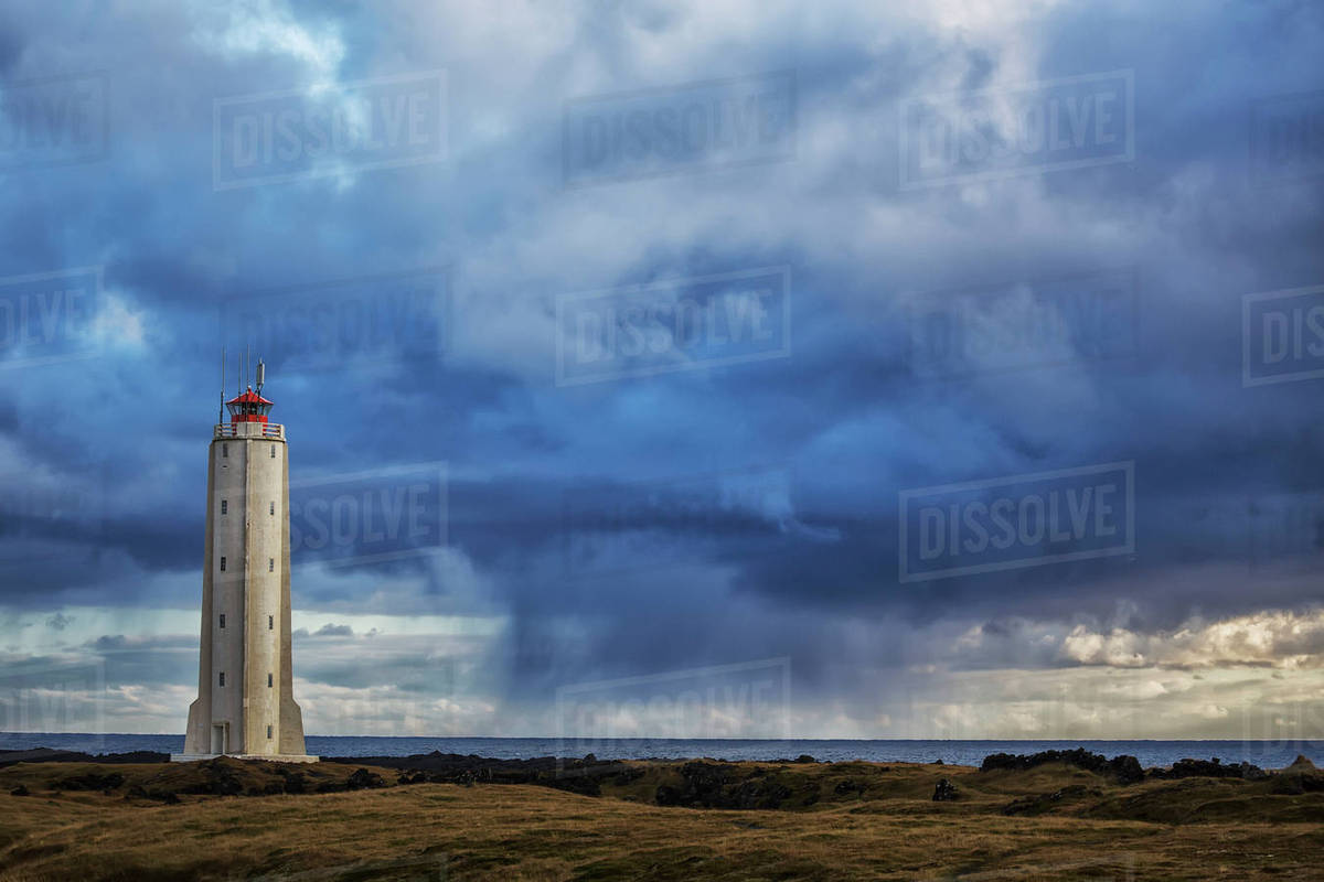 Lighthouse Known As Malarrif On The Snaefellsness Peninsula With Rain ...