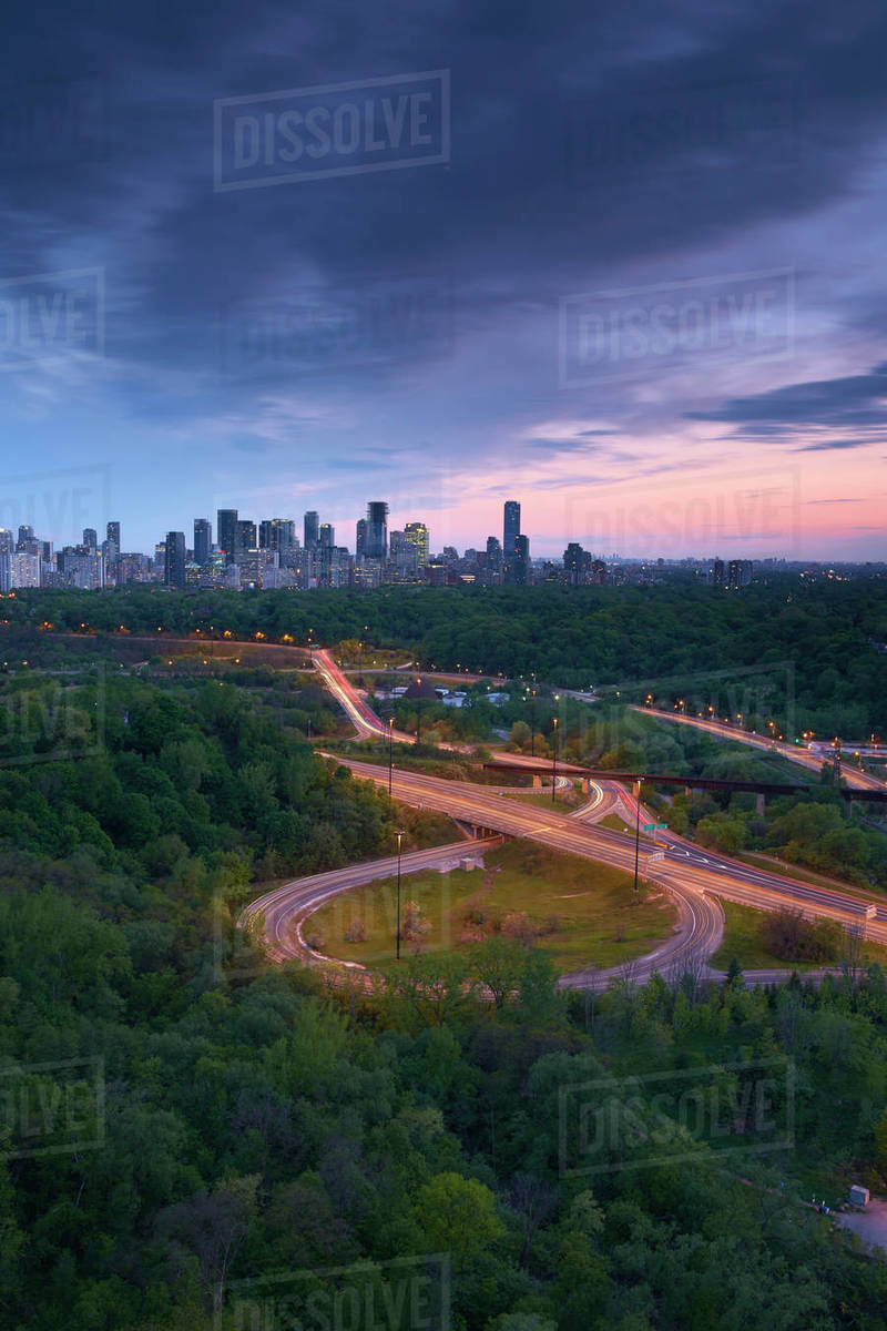 Sunset Looking South Over The Don Valley, Bloor On-Ramp, Toronto ...