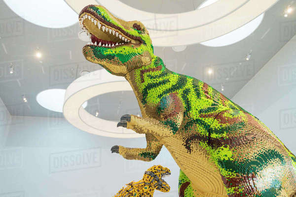 Dinosaur made of Lego bricks, Lego House; Billund, Denmark - Stock ...