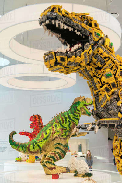Dinosaur made of Lego bricks, Lego House; Billund, Denmark - Stock ...