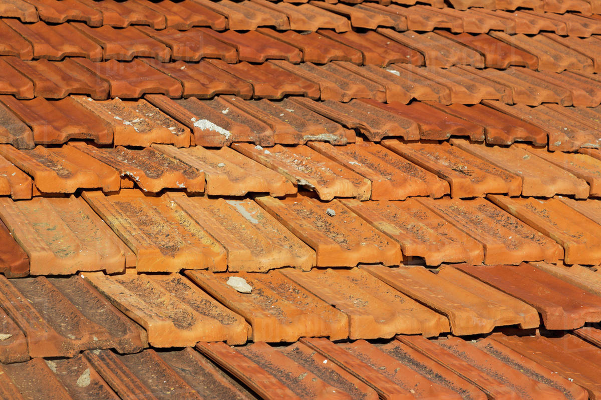 Close up of tile roof; Paphos, Cyprus - Stock Photo - Dissolve