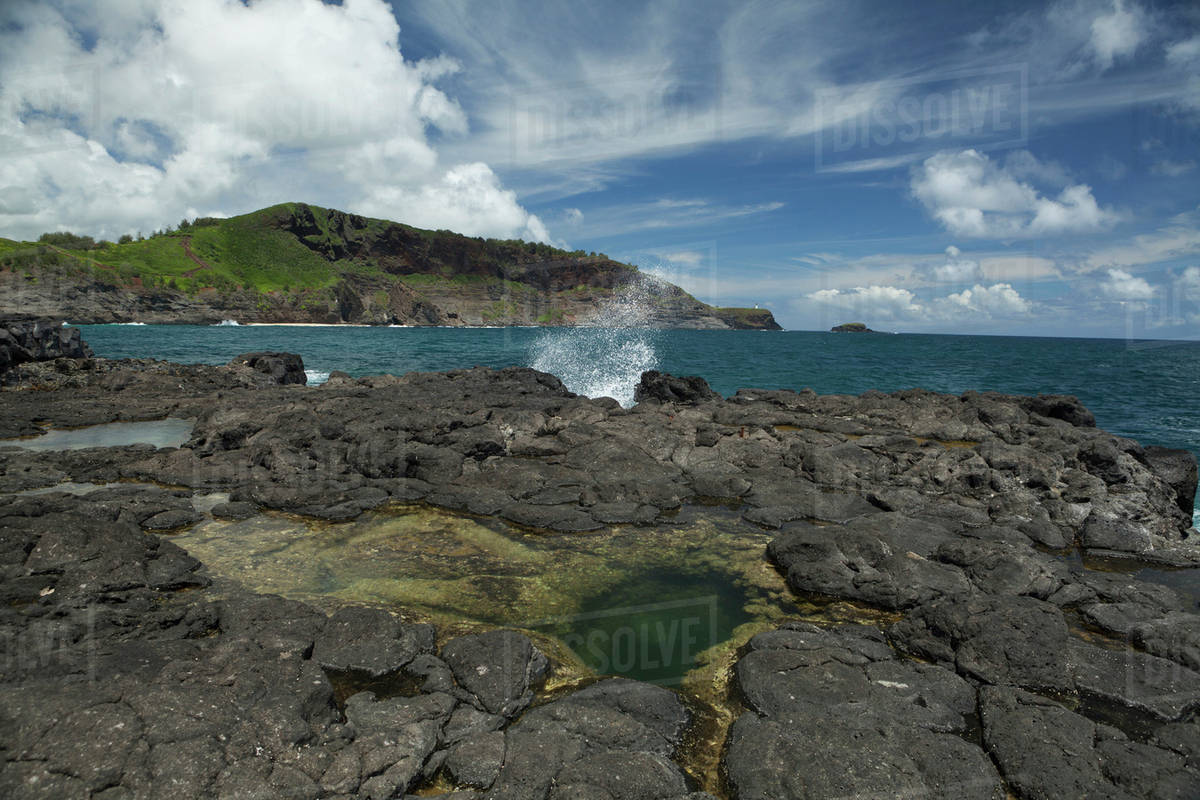 Tidepools at Makolea Point, Kilauea Point from Makolea; Kauai, Hawaii ...
