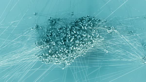 Animation depicting data blocks being gathered on a network. Data ...