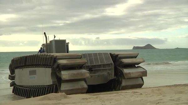 Footage of the Ultra Heavy-Lift Amphibious Connector (UHAC) at Marine ...
