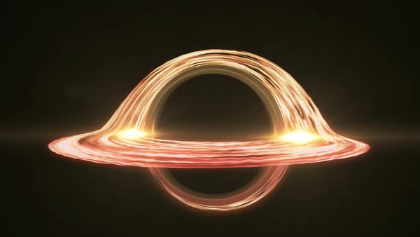 4K Black hole model loop with the orbiting accretion disk seen sideways ...