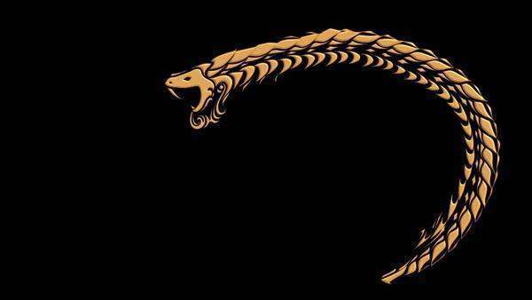 Ouroboros symbol of ancient golden snake eating its tail in animated ...