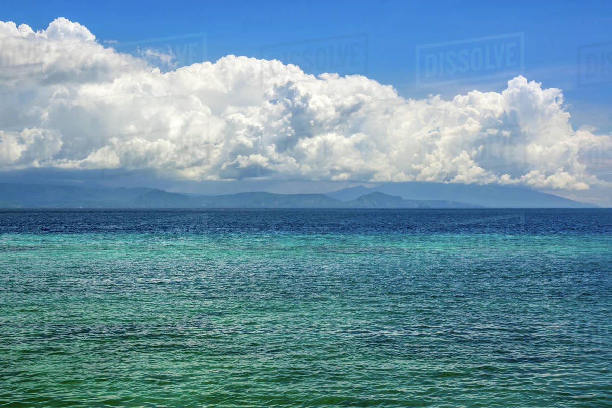 Indonesia. Sunny day. Turquoise water of a calm ocean. Surprisingly ...