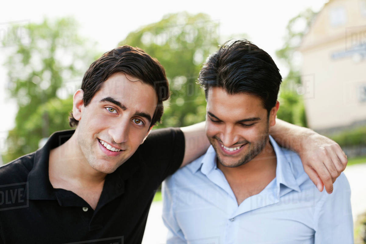Close-up portrait of smiling young friends - Royalty-free Stock Photo ...