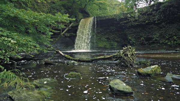 Polluted waterfall pouring into a small lake - HD Royalty-free Stock ...