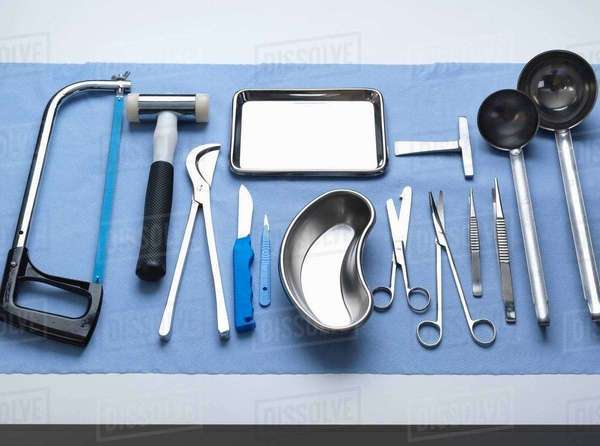 Pathology equipment ready for a autopsy in a laboratory - Royalty-free ...