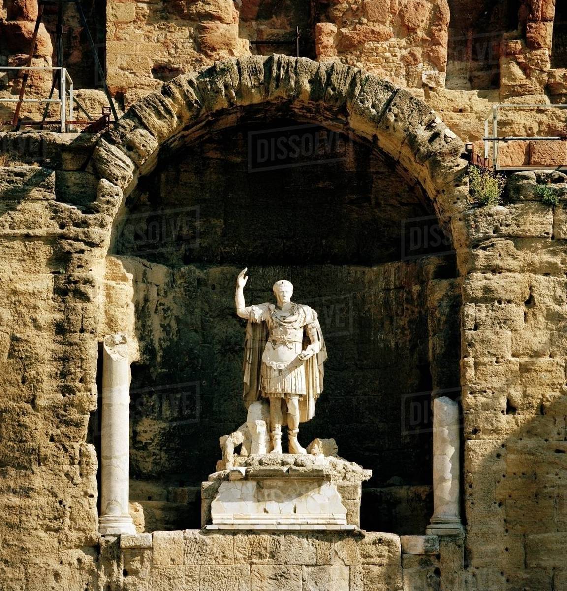 A statue of Emperor Augustus at the Theatre antique d'Orange, The ...