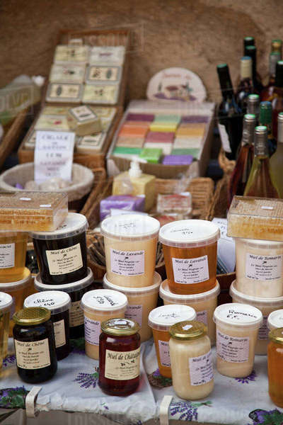 Table of homemade jam and soap - Stock Photo - Dissolve