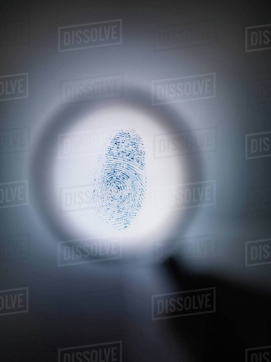 Fingerprint under magnifying glass - Stock Photo - Dissolve