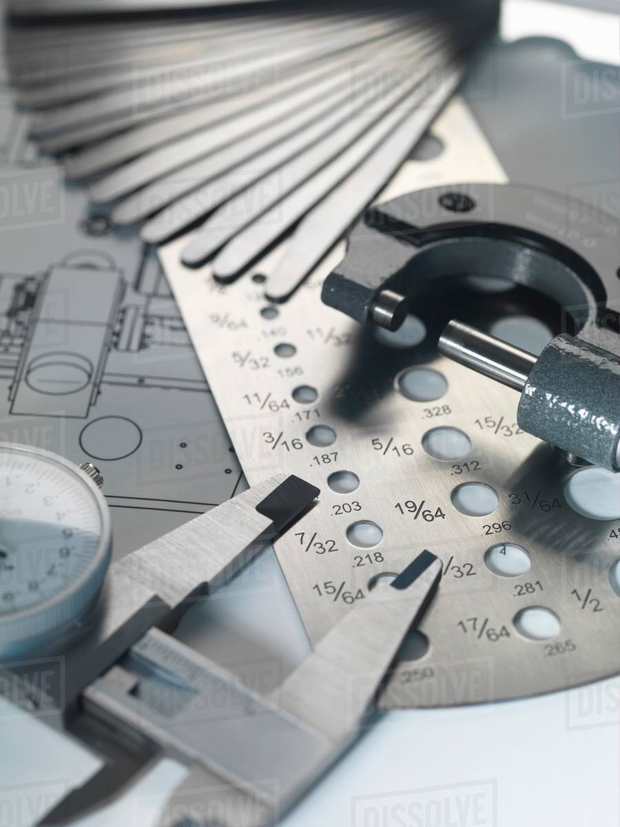 Engineering design - micrometer, screw gauge and feeler gauge on ...