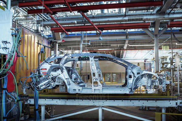 Car body on production line in car factory - Stock Photo - Dissolve