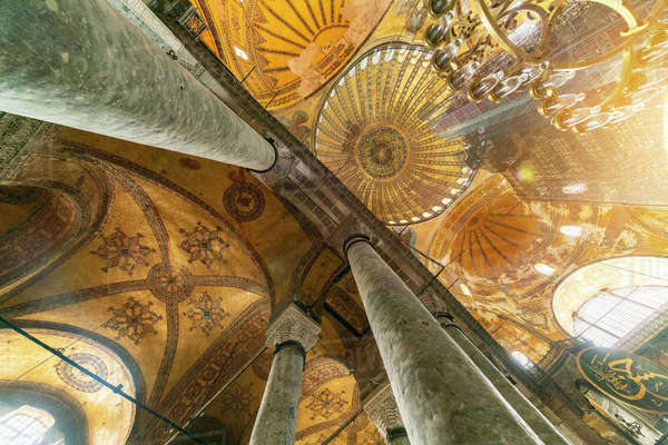 Details of ceilings of Hagia Sofia or Aya Sophia Byzantine church and ...