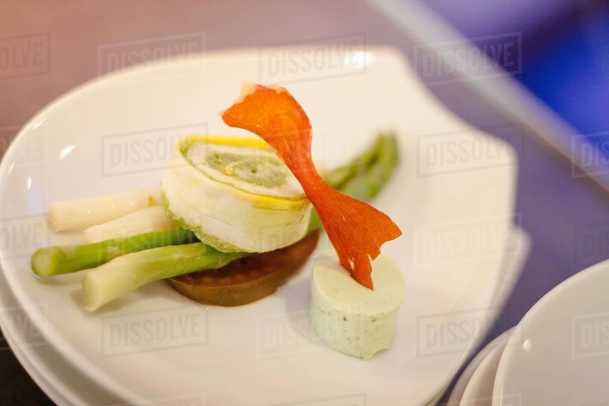 Gourmet starter on white plate - Royalty-free Stock Photo | Dissolve