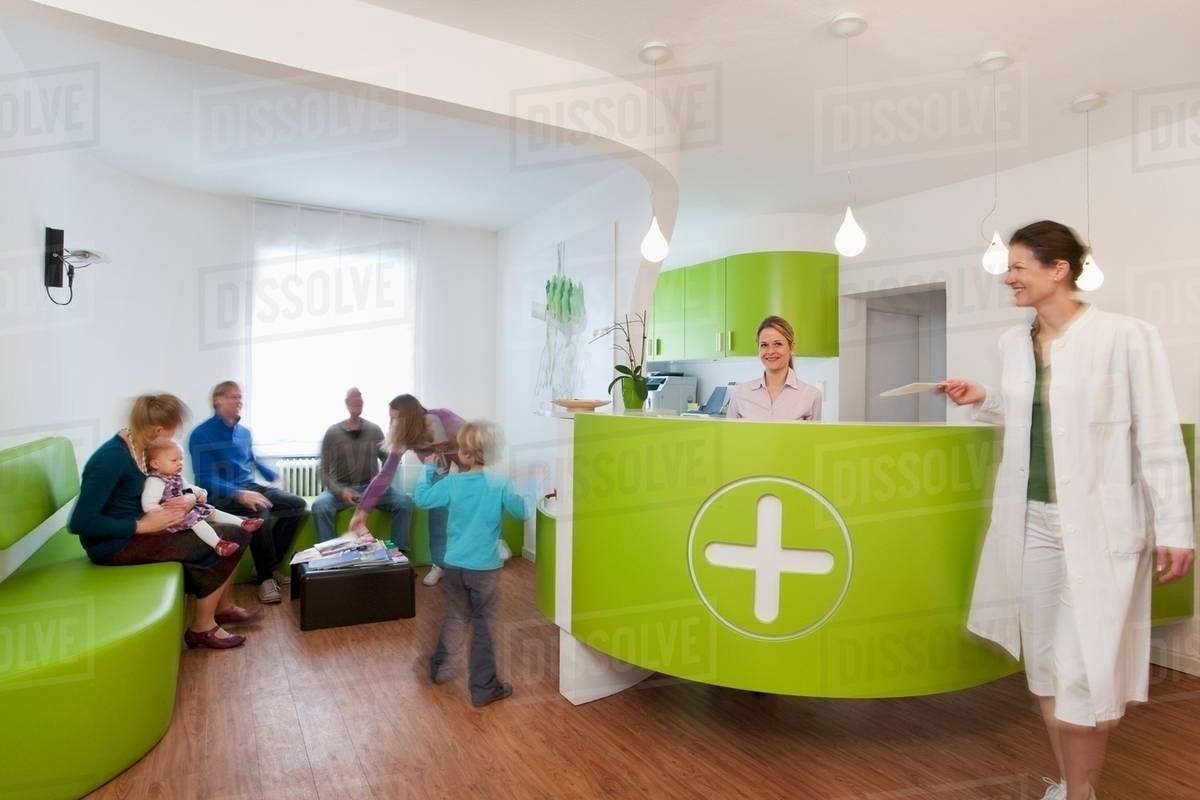 Medical waiting room and reception desk - Stock Photo - Dissolve